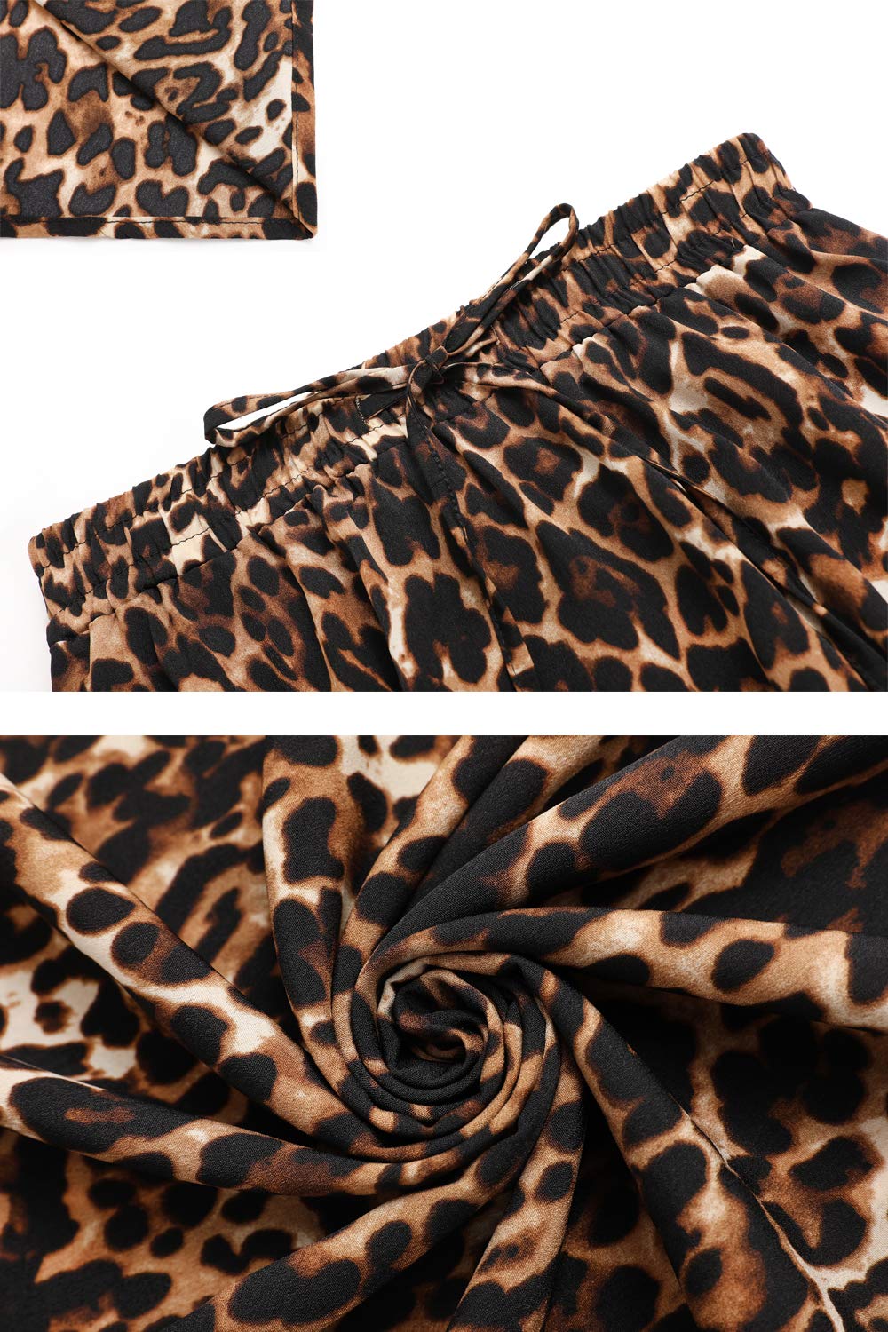 Bluetime Women Boho A-Line Long Skirt Leopard Print Chiffon Beach High Waisted Summer Maxi Skirts (S, Floral1)