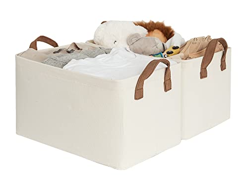 StorageWorks Storage Baskets For Shelves With Metal Frame, Rectangle Storage Bins, Natural Color, 2-Pack