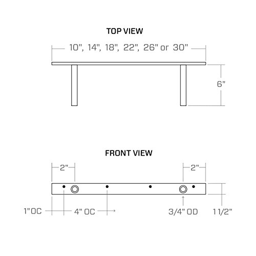 10" Long Heavy Duty Floating Shelf Hardware - for a 12" to 15" Shelf - Manufactured in USA