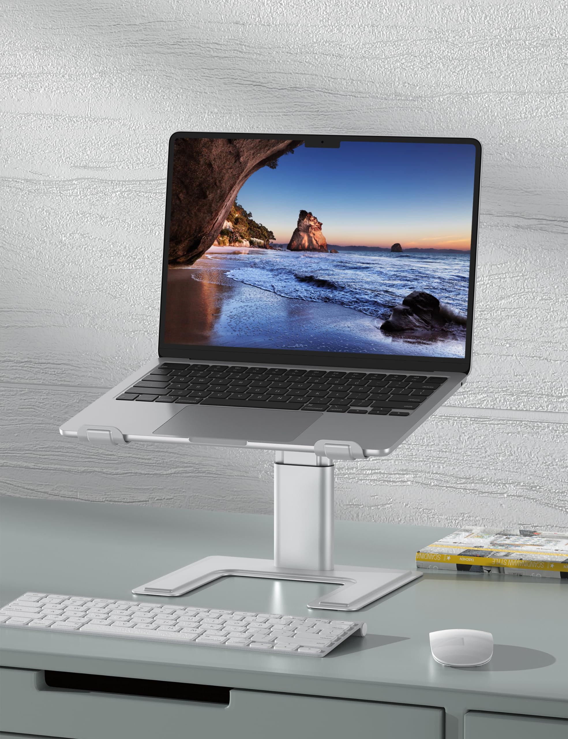 Ergopollo Laptop Stand for Desk, Computer Stand Adjustable Height, Ergonomic Notebook Laptop Riser, Aluminum Metal Holder Compatible with 10 to 15.6 Inches Notebook PC Computer, Silver
