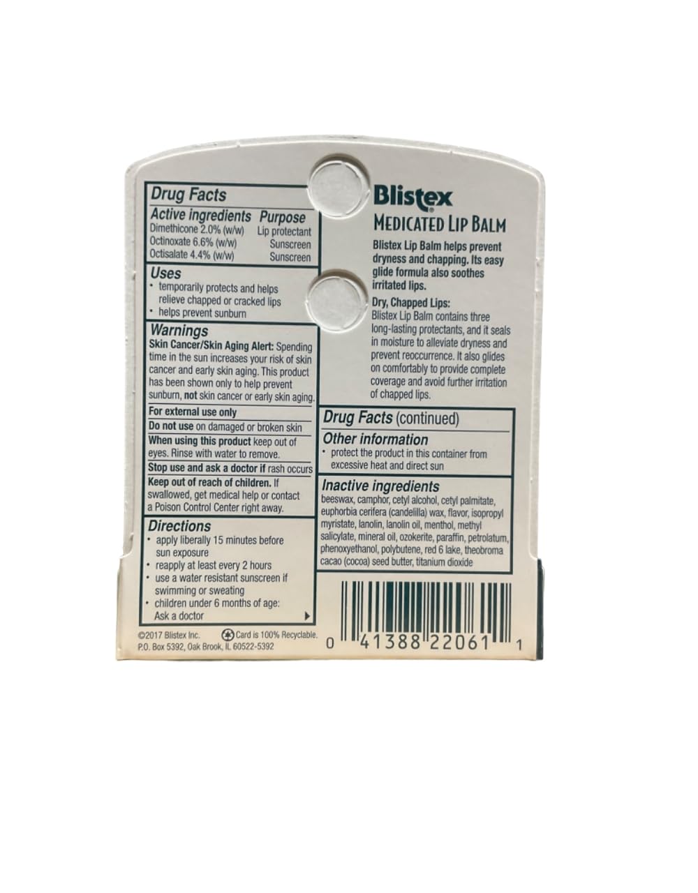 Blistex Medicated Lip Balm SPF 15 -- 0.15 oz Each / Pack of 3
