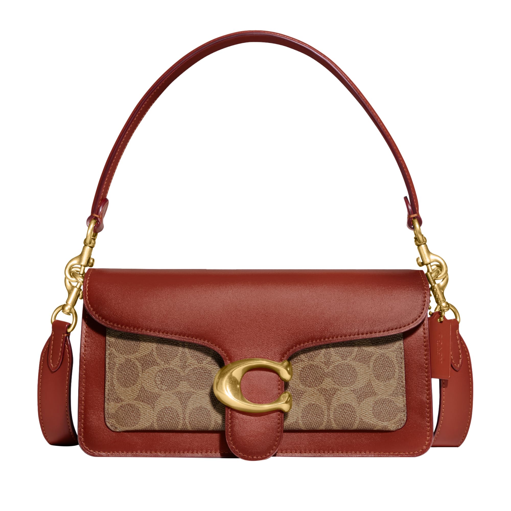 COACH Coated Canvas Signature Tabby Shoulder Bag 26, Tan Rust, One Size