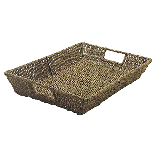 READY 2 LEARN - Seagrass Basket - Handwoven Natural Basket with Reinforced Metal Frame - Home Decor, Storage, Table Centerpiece and Kids Bedroom Accessory