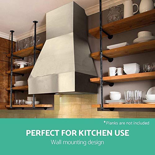 Kaler Black 4-Tier Industrial Pipe Shelves,Rustic DIY Pipe Shelf Wall Vintage Hung Bracket,Easy to Install 58''H(2pcs)