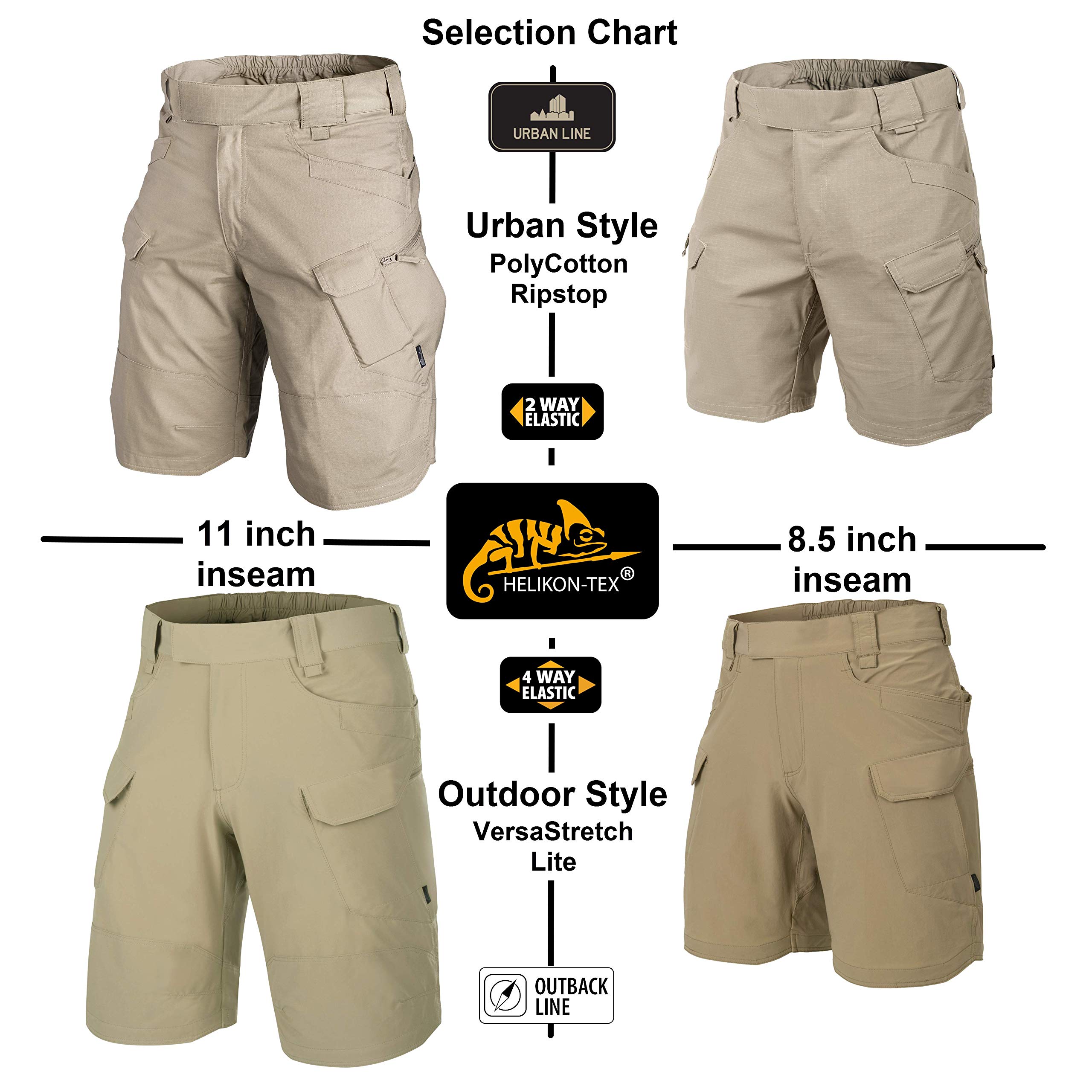 Helikon-Tex Men UTK Shorts Jungle Green Polycotton Ripstop Waist 40 Length 11, Urban Line Urban Tactical Shorts