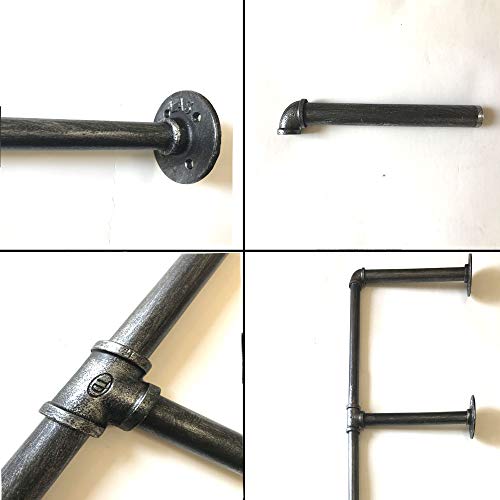 Kaler Black 4-Tier Industrial Pipe Shelves,Rustic DIY Pipe Shelf Wall Vintage Hung Bracket,Easy to Install 58''H(2pcs)
