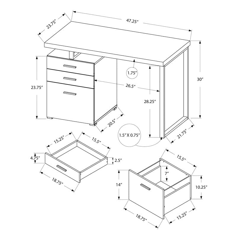Monarch Specialties Reclaimed-Look Left or Right Facing Desk, 48-Inch, Natural