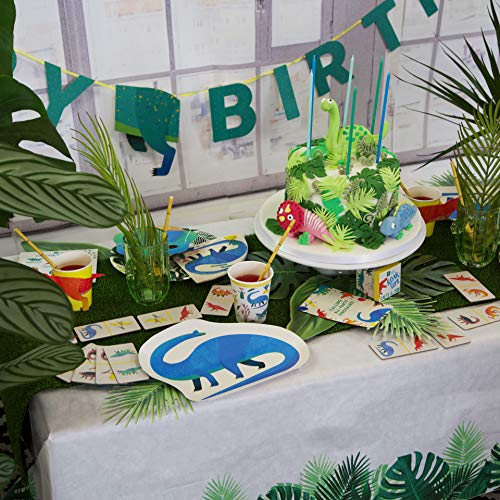 Talking Tables Dino Dinosaur Birthday Candle Cake Toppers, Pack of 6, Wax Height 3cm, 1", Mixed Colors