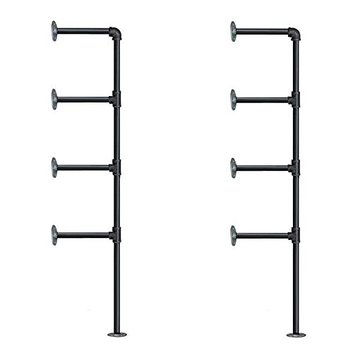 Kaler Black 4-Tier Industrial Pipe Shelves,Rustic DIY Pipe Shelf Wall Vintage Hung Bracket,Easy to Install 58''H(2pcs)