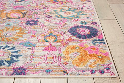 Nourison Passion Silver 5'3" x 7'3" Area -Rug, Boho, Moroccan, Bed Room, Living Room, Dining Room, Kitchen, Easy -Cleaning, Non Shedding, (5' x 7')