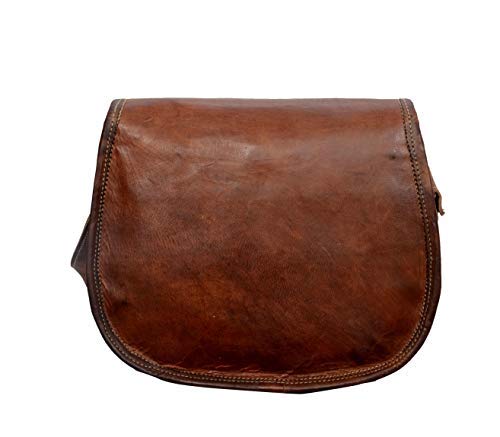 9 inch Women Leather Cross-body Shoulder Bag Satchel ladies Purse Genuine Multi Pocket Saddle Vintage Handmade Travel