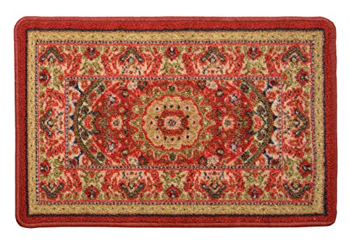 RugStylesOnline Persian Medallion Red Doormat, Slip Resistant Rubber Back Door Mat for Indoor Entry,French Door Mat, 18" x 30" Red Oriental Doormats
