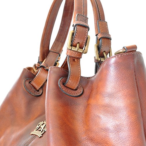 Pratesi Leather, Leather Bag for Women Collodi Woman Bag in cow leather - Bruce Blue