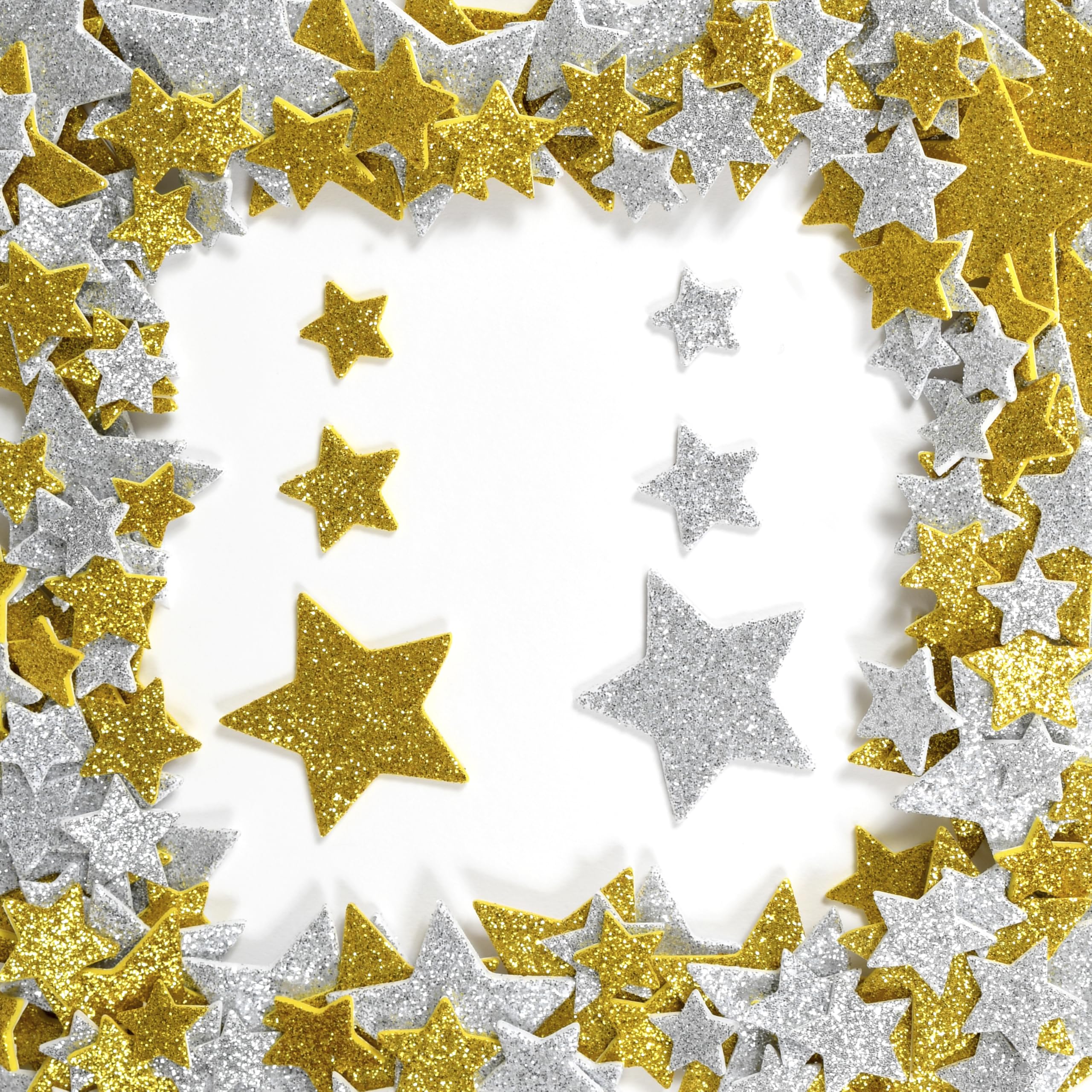 READY 2 LEARN Glitter Foam Stickers - Silver and Gold Stars - Pack of 168 - Self-Adhesive Stickers - Stickers for Scrapbooks and Cards