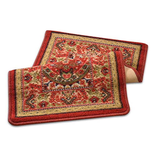 RugStylesOnline Persian Medallion Red Doormat, Slip Resistant Rubber Back Door Mat for Indoor Entry,French Door Mat, 18" x 30" Red Oriental Doormats