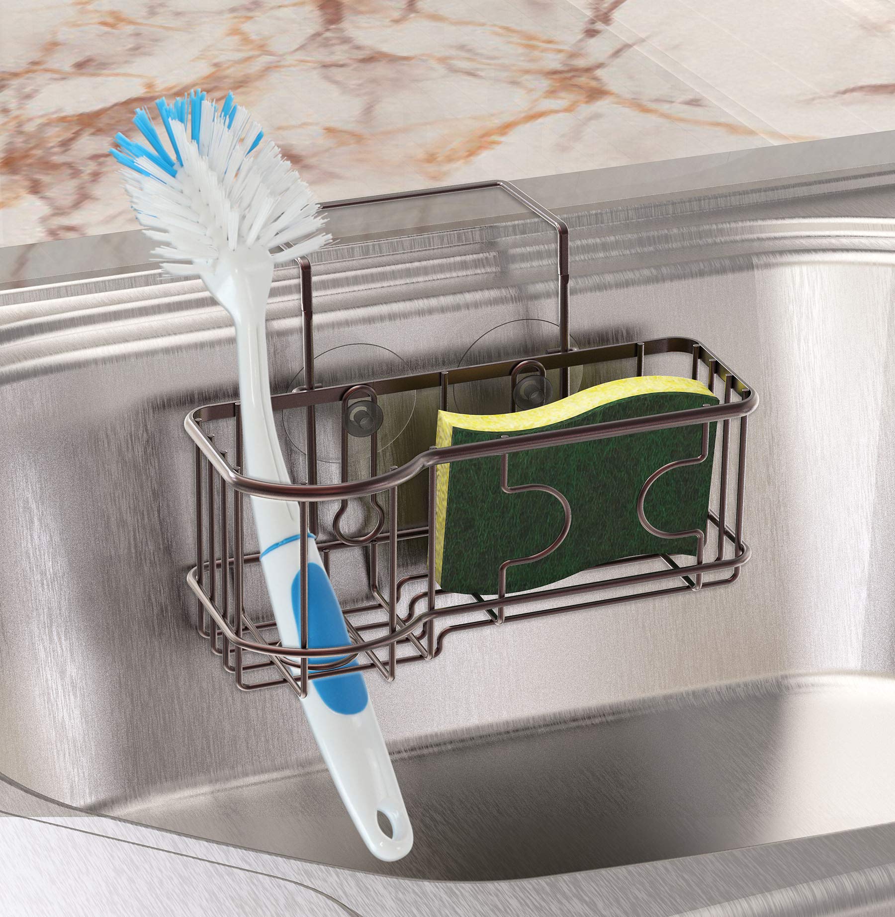 Simple Houseware Kitchen Sink Caddy Organizer for Brush Sponge Holder, Bronze