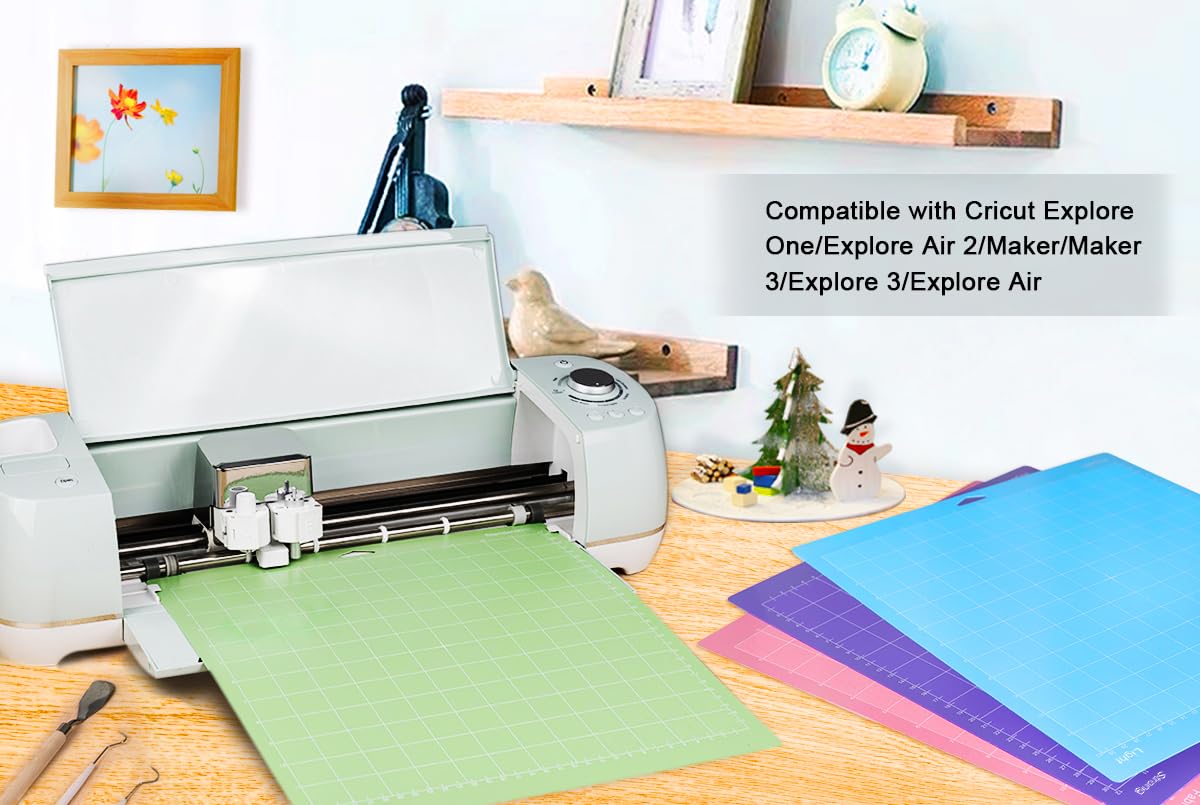 Gwybkq Cutting Mat for Cricut Maker 3/Maker/Explore 3/Air 2/Air/One 12 Pack 12x12 Variety Grip Sticky Pad Replacement Accessories for Silhouette Cricket Card Supplies Standard Light Strong Frabic