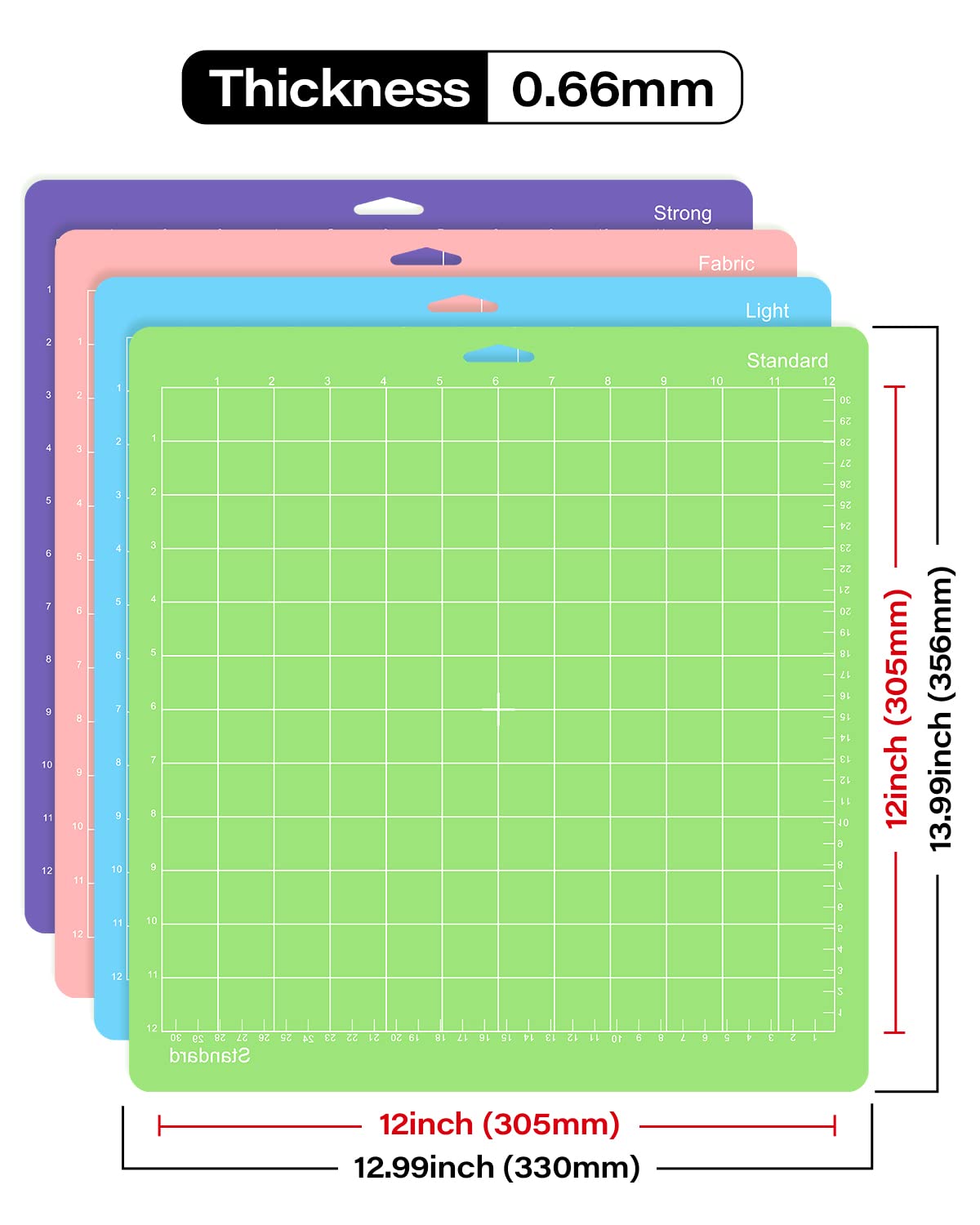 Gwybkq Cutting Mat for Cricut Maker 3/Maker/Explore 3/Air 2/Air/One 12 Pack 12x12 Variety Grip Sticky Pad Replacement Accessories for Silhouette Cricket Card Supplies Standard Light Strong Frabic