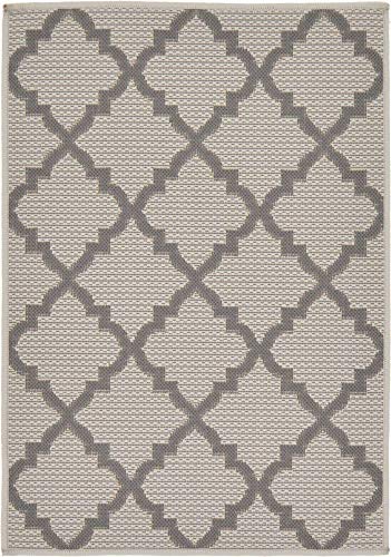 Unique Loom Outdoor Trellis Collection Geometric Moroccan Lattice Transitional Indoor and Outdoor Flatweave Gray/Silver Area Rug (2' 2 x 3' 0)