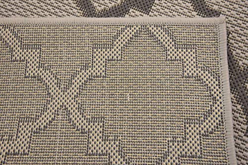 Unique Loom Outdoor Trellis Collection Geometric Moroccan Lattice Transitional Indoor and Outdoor Flatweave Gray/Silver Area Rug (2' 2 x 3' 0)