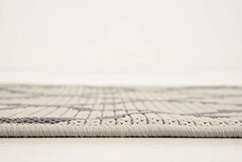 Unique Loom Outdoor Trellis Collection Geometric Moroccan Lattice Transitional Indoor and Outdoor Flatweave Gray/Silver Area Rug (2' 2 x 3' 0)