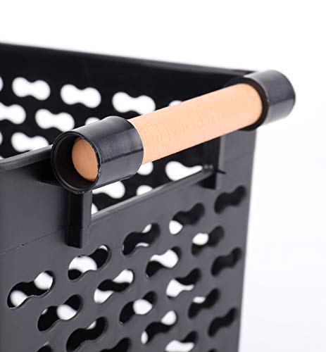 Yesland 6 Pack Plastic Storage Basket, Black Basket / Organizer / Bin with Handles for Home Office Closet