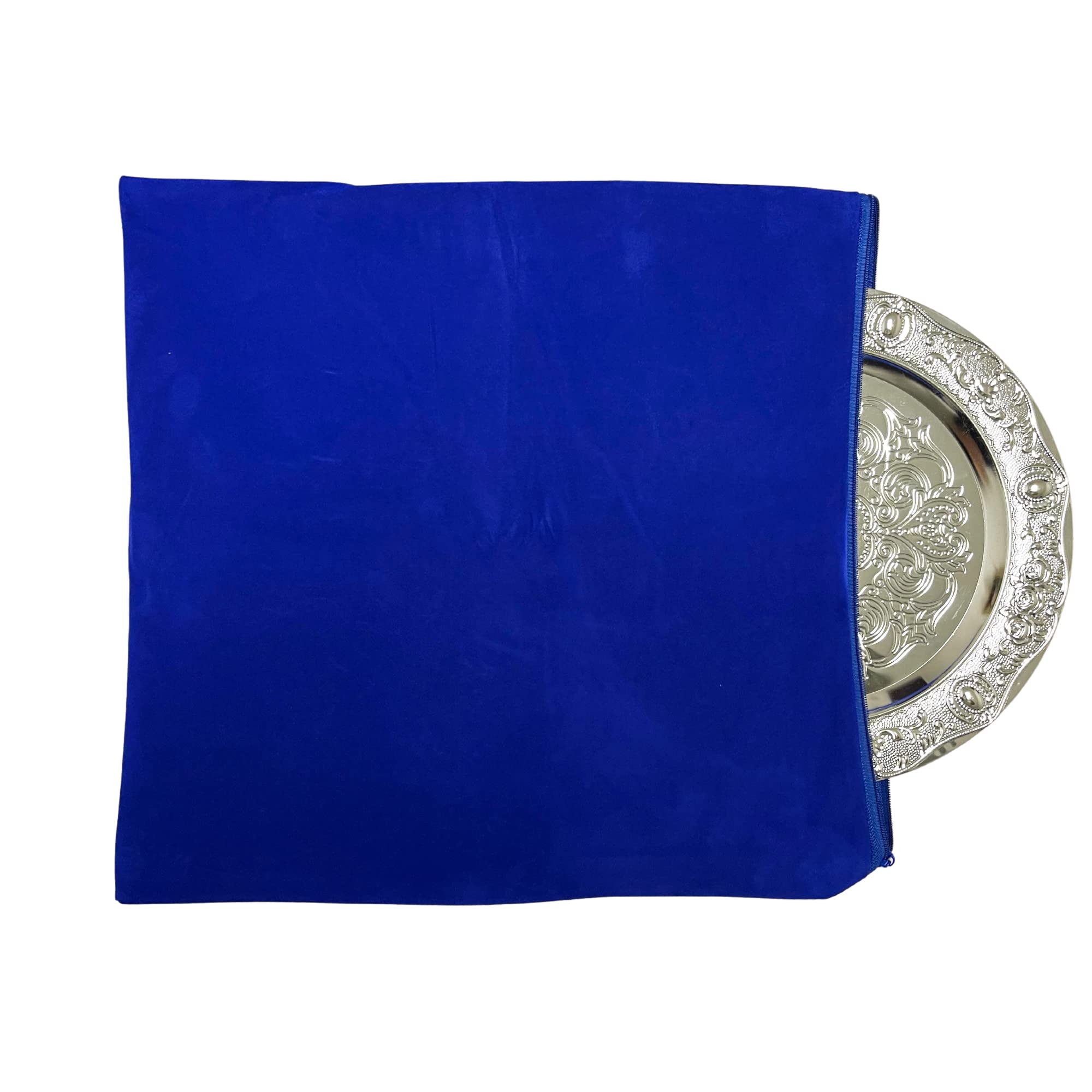 Silver Storage Zippered Bags 18"x18", Velvet Fabric Blue Anti Tarnish Silver Jewelry Storage Bag for Silver Storage, Resistant Jewelry Flatware, Silverplate, Silver Storage Silver Protection