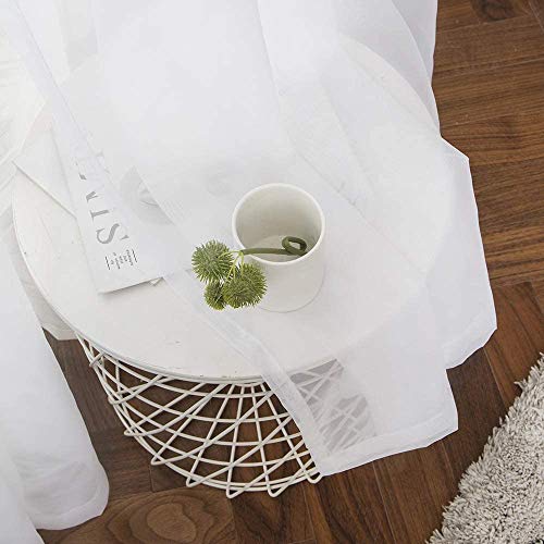 MIULEE 2 Panels Solid Color White Sheer Curtains Elegant Grommet Window Voile Panels/Drapes/Treatment for Bedroom Living Room (54X96 Inch)