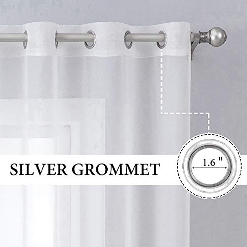 MIULEE 2 Panels Solid Color White Sheer Curtains Elegant Grommet Window Voile Panels/Drapes/Treatment for Bedroom Living Room (54X96 Inch)