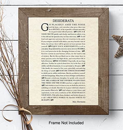 Desiderata Poem Wall Art Print - Max Erhman - Unframed Typography - Makes a Great Gift for Home Decor - Inspirational and Motivational - Ready to Frame (8x10) Photo