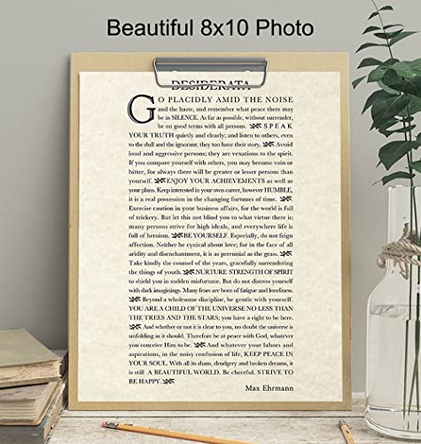 Desiderata Poem Wall Art Print - Max Erhman - Unframed Typography - Makes a Great Gift for Home Decor - Inspirational and Motivational - Ready to Frame (8x10) Photo