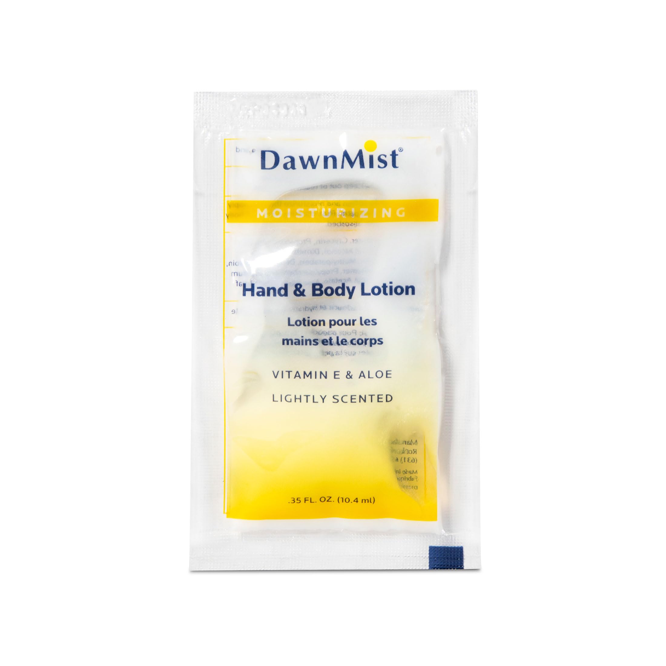 Dukal Moisturizing Lotion. Pack of 100 Hand & Body Lotion. Mild Coconut Fragrance Contains Aloe, Vitamin E, Alcohol-free formula Moisture Loss Prevention 0.35 oz Single-Use Packet. Scented Body Lotion