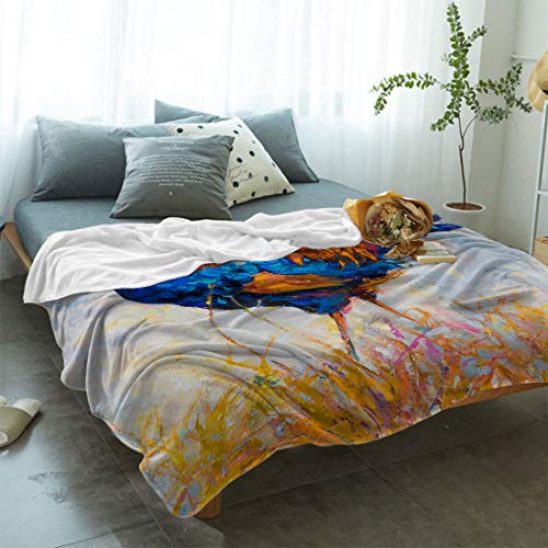 Microfiber Throw Blanket Warm Fuzzy Plush Fleece Blanket Brightly Colored Rooster in The Farm Lightweight Luxury Blankets Super Soft for Bed/Couch/Sofa 40"x50"