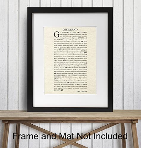 Desiderata Poem Wall Art Print - Max Erhman - Unframed Typography - Makes a Great Gift for Home Decor - Inspirational and Motivational - Ready to Frame (8x10) Photo
