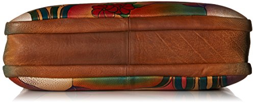 Anna by Anuschka Satchel Handbag-Leather, Butterfly Glass Painting