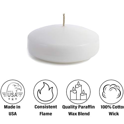 CandleNScent Unscented Floating Candles | Large 3 Inch - Fits in 3 Inch Vase and Above | White| Floats On Water | Pack of 12