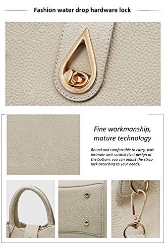 Pahajim Womens Handbag Tote Cute Mini Tassels Leather Shoulder Purse Crossbody Bag(Beige White)