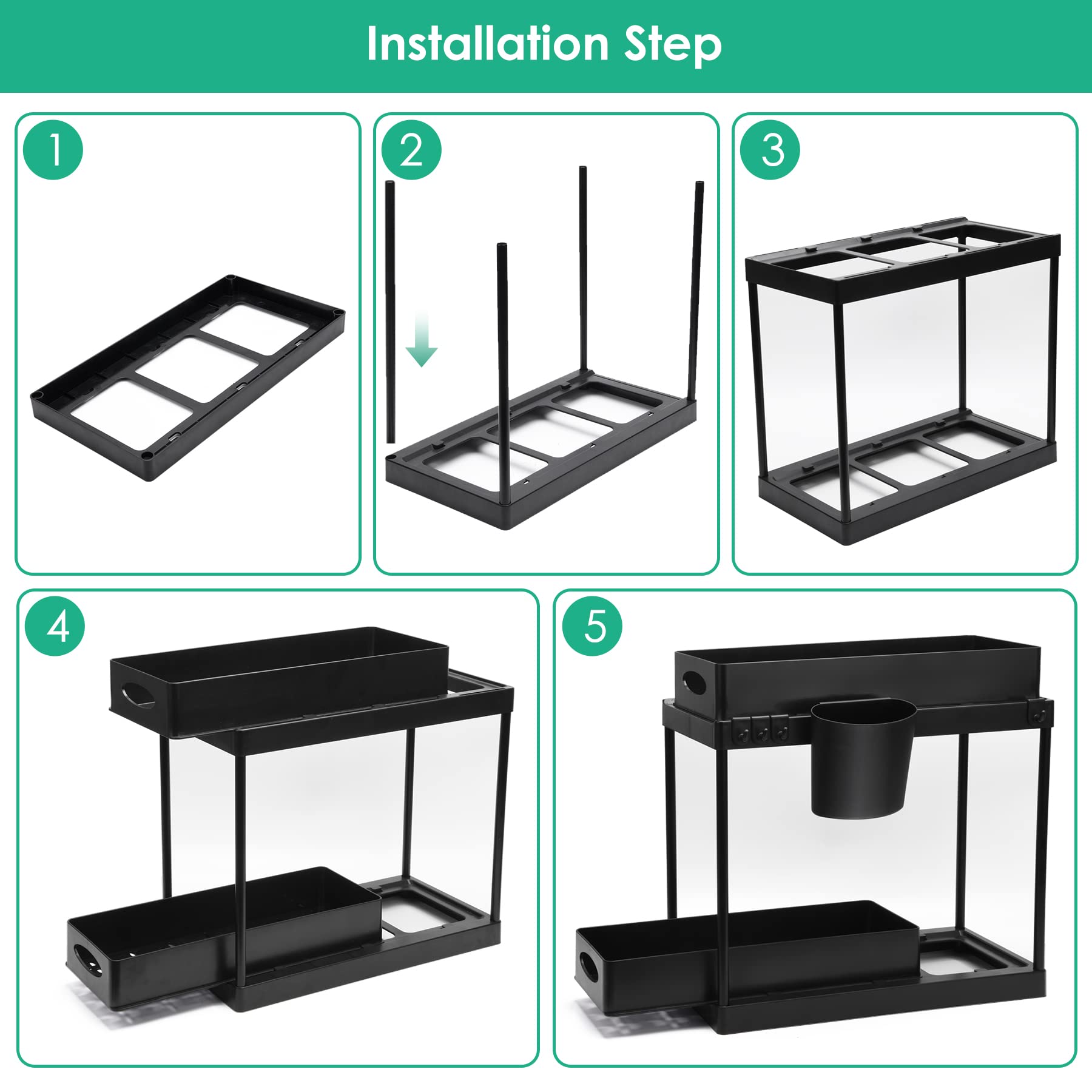 Zology Under Sink Organizer,Multi-purpose Kitchen Organizer and Storage 2-Tier Under the Cabinet Shelf Organization for Kitchen Bathroom and Bedroom