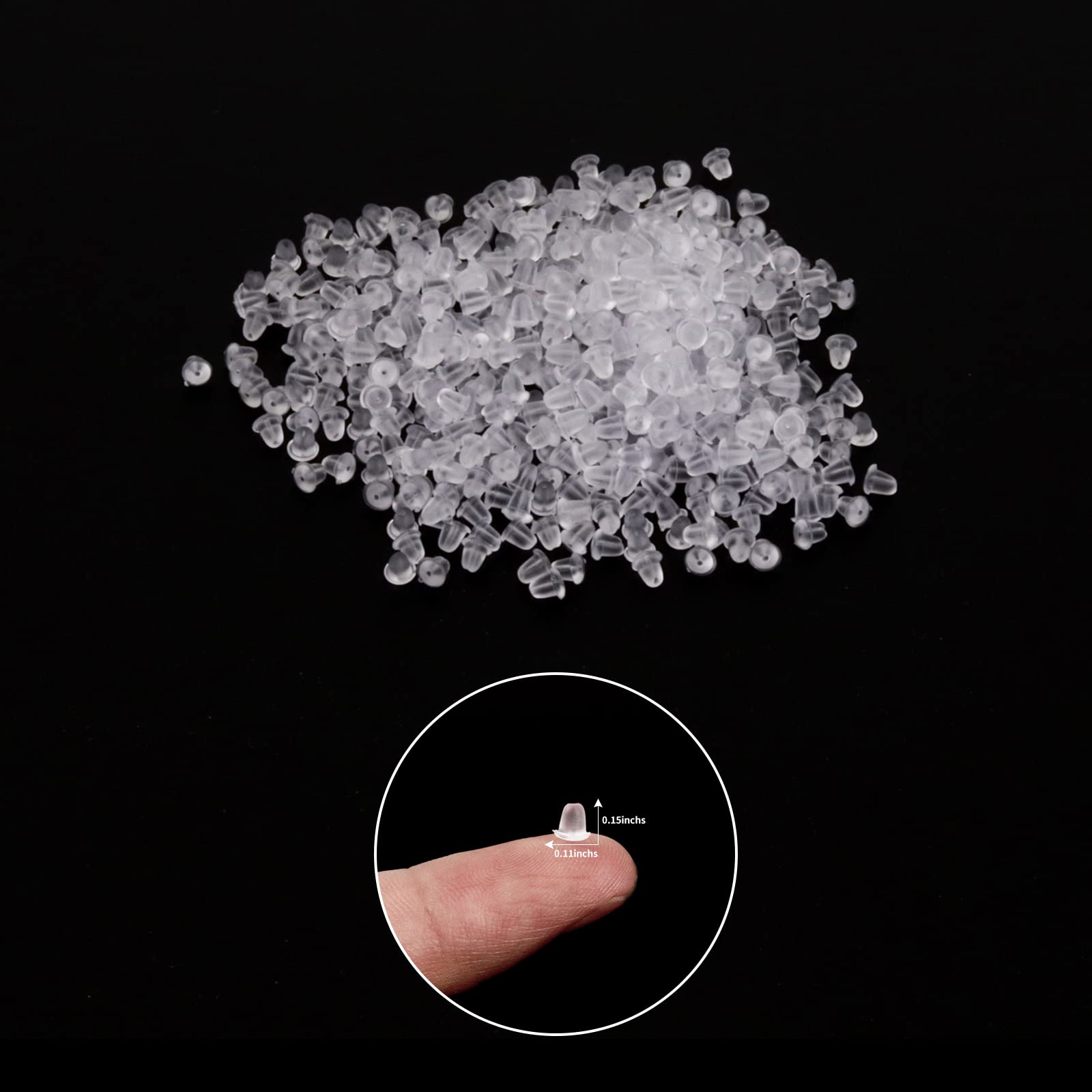 Silicone Earring Backs, 1200pcs Earring Backings Rubber, Soft Clear Ear Back Pads Backstops Bullet Clutch Stopper Replacement for Earring Studs Hoops, Diameter 4mm