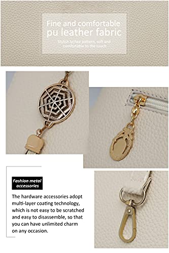 Pahajim Womens Handbag Tote Cute Mini Tassels Leather Shoulder Purse Crossbody Bag(Beige White)