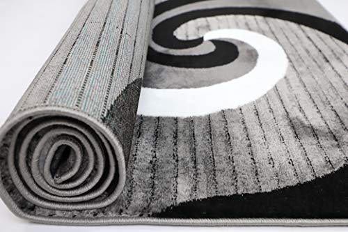 GLORY RUGS Black Area Rug 8x10 Gray Modern Carpet Bedroom Living Room Contemporary Dining Accent Sevilla Collection 4817A (Grey Black)