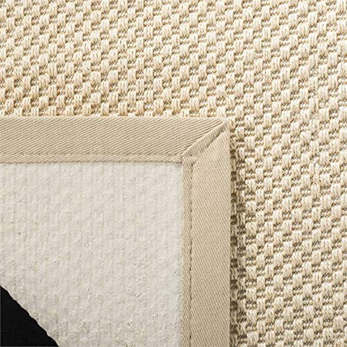 SAFAVIEH Natural Fiber Collection 9' x 12' Ivory / Light Beige NF150A Border Sisal Area Rug