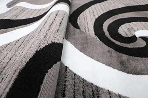 GLORY RUGS Black Area Rug 8x10 Gray Modern Carpet Bedroom Living Room Contemporary Dining Accent Sevilla Collection 4817A (Grey Black)