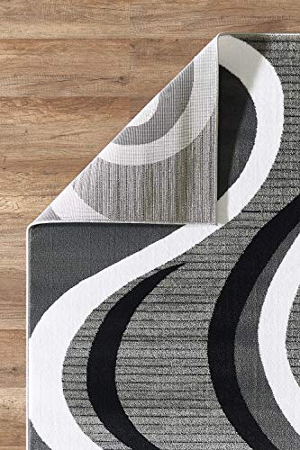 GLORY RUGS Black Area Rug 8x10 Gray Modern Carpet Bedroom Living Room Contemporary Dining Accent Sevilla Collection 4817A (Grey Black)