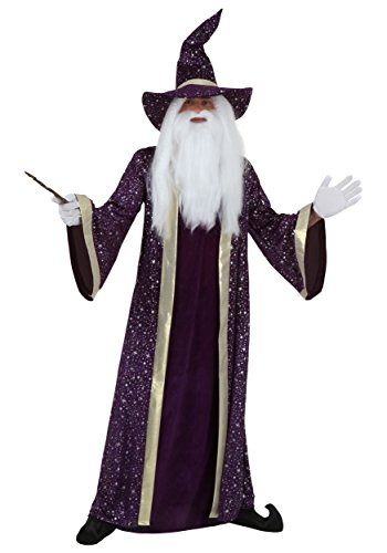 Fun Costumes - Wizard Costume for Adults, Purple Wizard Robe for Magic & Sorcery Dress Up, Cosplay & Halloween Plus Size (5X, Navy)