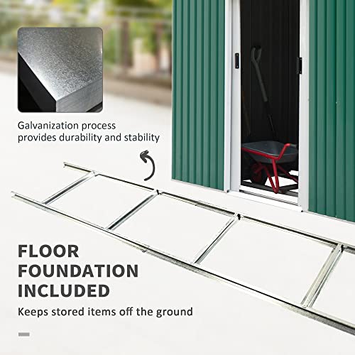Outsunny 9' x 4' Metal Garden Storage Shed Tool House with Sliding Door Spacious Layout & Durable Construction for Backyard, Patio, Lawn Green