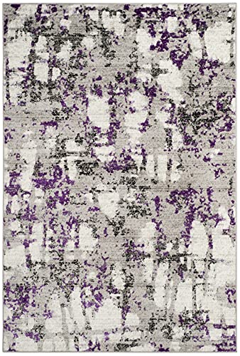 SAFAVIEH Skyler Collection 5'1" x 7'6" Grey / Purple SKY193R Modern Abstract Non-Shedding Living Room Bedroom Area Rug
