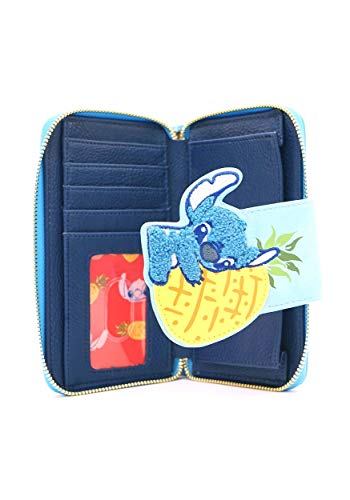 Loungefly x Lilo and Stitch Pineapple Stitch Chenille Snap Wallet, Blue, Standard
