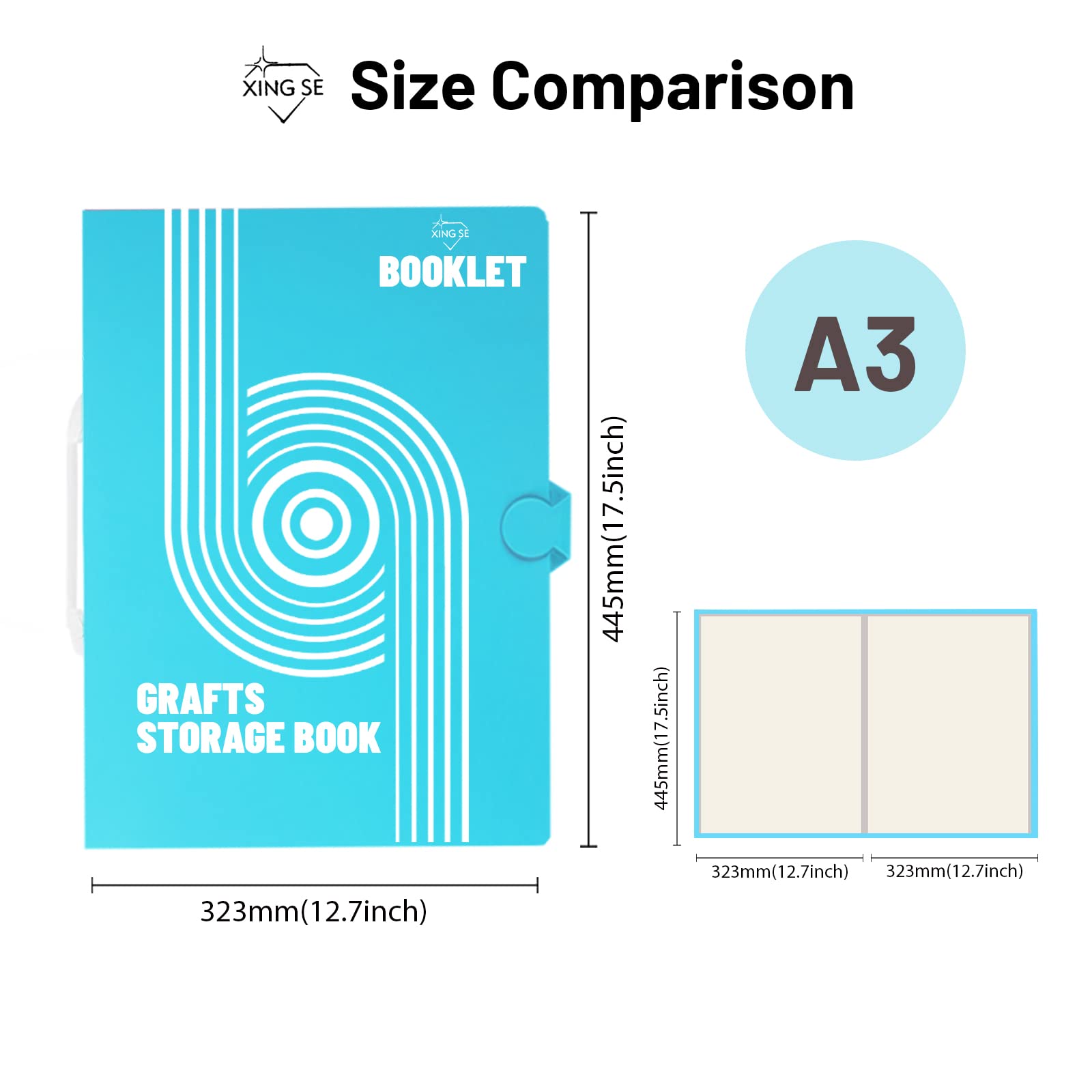 XINGSE A3 Art Storage Book A3 Diamond Painting Kit Storage Book Diamond Art Storage Room, 30 Inside Pages Suitable for Multiple Sizes