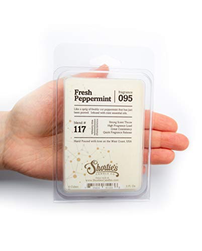 Shortie's Candle Company Fresh Peppermint Wax Melts Bulk Pack - Formula 117-4 Highly Scented Bars - Made with Natural Oils - Christmas & Holiday Air Freshener Cubes Collection